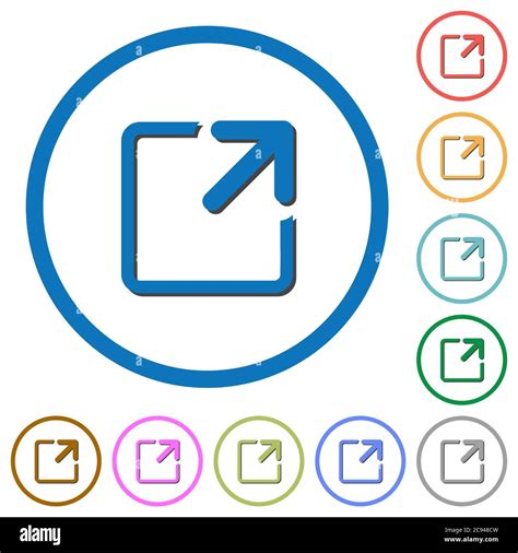 Maximize Window Flat Color Vector Icons With Shadows In Round Outlines On White Background Stock