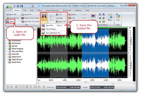 Free MP3 Editor Platinum User Guide Open And Save Audio Files