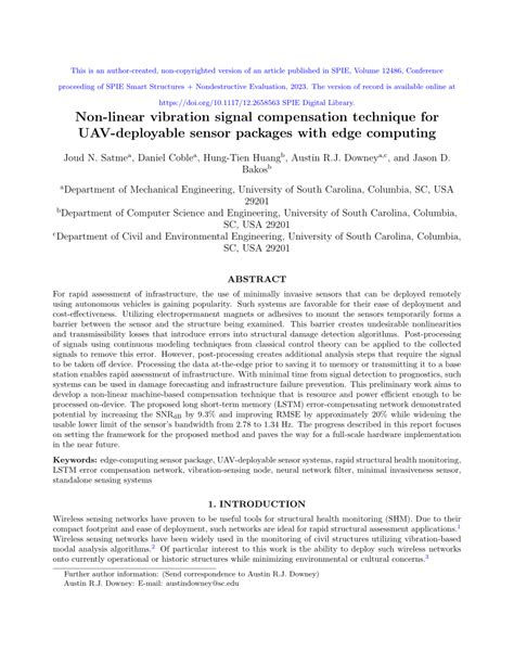 Pdf Non Linear Vibration Signal Compensation Technique For Uav