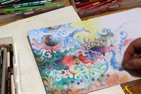 Drawing Swirls With Colored Pencils Peony And Parakeet