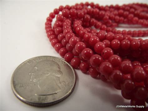 4mm Red Coral Mountain Jade Round Beads Round Red Jade Bead Red