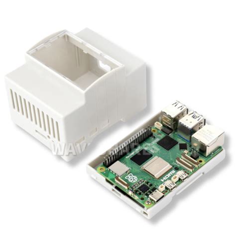 mikrobot white abs plastic enclosure for raspberry pi 5 on din rail