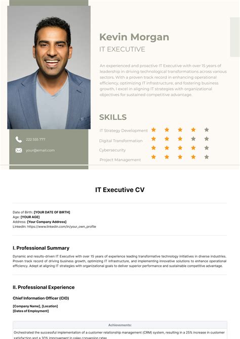 Free IT CV Templates To Edit Online And Download