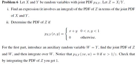 Solved Problem 6 Let X And Y Be Random Variables With Joint