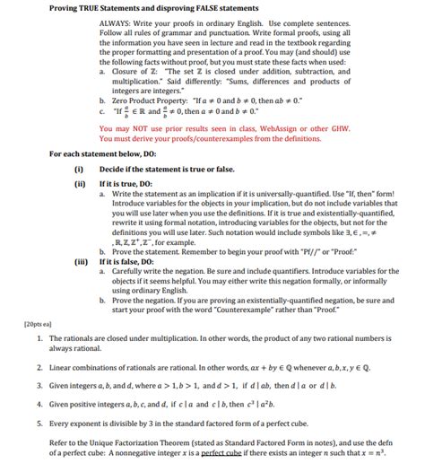 Proving True Statements And Disproving False