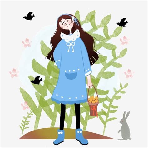 푸른 옷 만화 일러스트 봄 투어 일러스트레이션 나들이 나들이 일러스트 일러스트레이션 봄 Png 일러스트 및 Psd 이미지 무료 다운로드 Pngtree