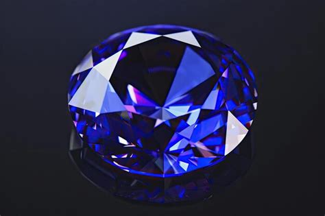 Rotating Blue Diamond On Black Background Seamless Loop Oval Tanzanite Gem In Endless Animation