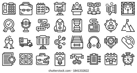 Rush Job Icons Set Outline Set Stock Vector Royalty Free 1949685799