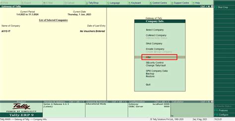 How To Delete Alter And Shut Company In Tally AIYO IT
