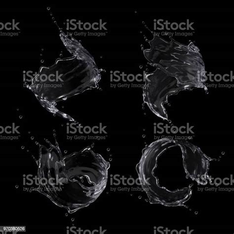 3d 렌더링 Splashing 클립 아트 투명 한 액체 정신 물 스플래시 검은 배경에 고립 된 요소 컬렉션을 디자인 물에 대한 스톡 사진 및 기타 이미지 Istock