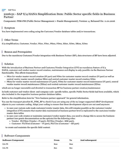 Sap S4 Hana Simplification Item Public Sector Specific Fields In