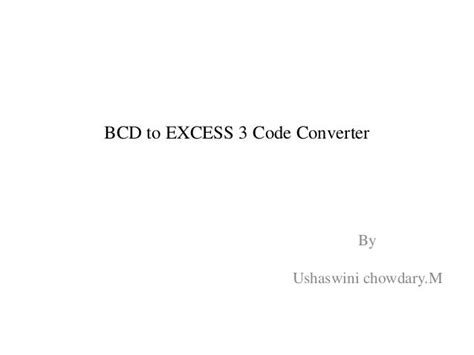 Bcd To Excess 3 Code Converter
