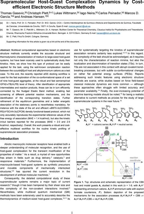 Supramolecular Host Guest Complexation Dynamics By Cost Efficient Electronic Structure Methods