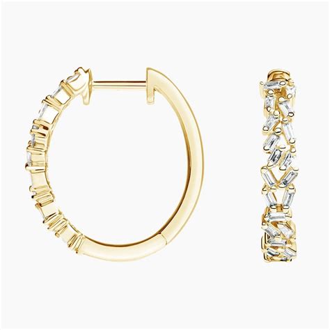 Baguette Diamond Cluster Hoop Earrings 14 Ct Tw In 18k Yellow Gold
