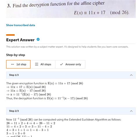 Solved 3 Find The Decryption Function For The Affine Cipher Chegg