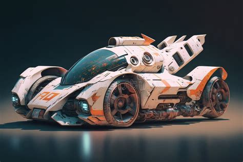 Wondrous Futuristic Small Sci Fi Space Racer With Engine For Space Racing Stock Illustration