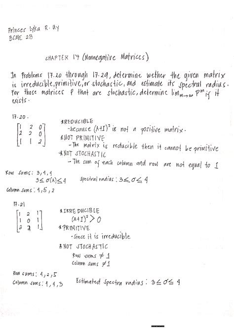 SOLUTION Chapter Nonnegative Matrices Studypool