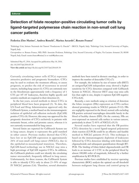 Pdf Detection Of Folate Receptorpositive Circulating Tumor Cells By Ligand Targeted