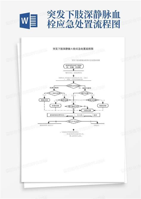 突发下肢深静脉血栓应急处置流程图 Word模板下载 编号qpdggrjr 熊猫办公