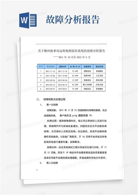 故障分析报告word模板下载 编号lmaowbmg 熊猫办公