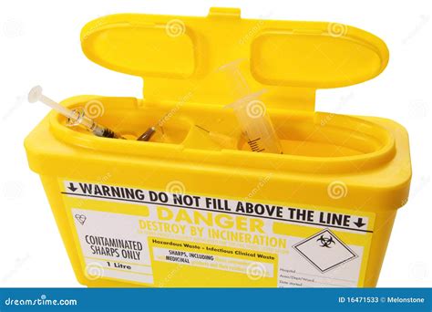 Full Sharps Box Stock Image Image Of Risk Isolated