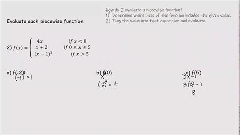 Evaluating Piecewise Functions Youtube