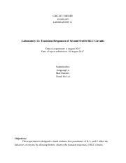 LAST LAB LAB 11 Docx CIRCUIT THEORY ENGR 065 LABORATORY 11 Laboratory 11 Transient Responses