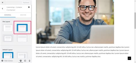 how to set max width site layout with astra