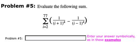 Solved Problem Evaluate The Following Sum Chegg