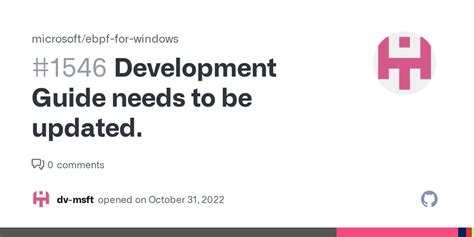 development guide needs to be updated · issue 1546 · microsoft ebpf