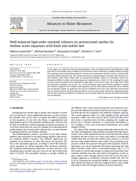 Pdf Well Balanced High Order Centered Schemes On Unstructured Meshes For Shallow Water