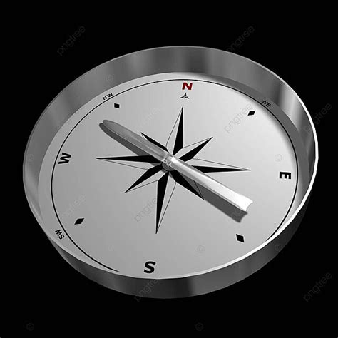 Compass Isolated On Black Macro South Compass Photo Background And