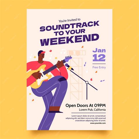 음악 콘서트 초청 템플릿 무료 벡터