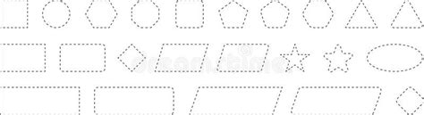 Dashed Line Basic Geometric Shapes Dashed Outline Icon Of Cut Frame Vector Illustration Stock