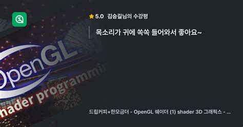 김승길의 생생한 수강후기 opengl 쉐이더 1 shader 3d 그래픽 인프런 수강평