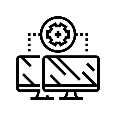 Remote Assistance Repair Computer Line Icon Vector Illustration