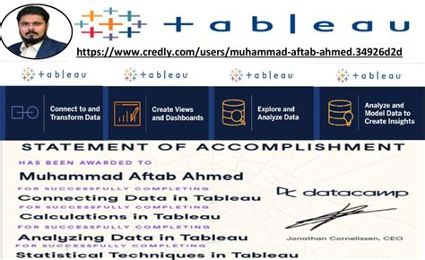 muhammad aftab ahmed on linkedin databadge tableau datacamp tabpy