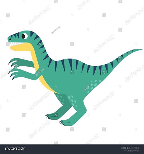 Cute Velociraptor Cartoon Style Isolated Element Stock Vector Royalty