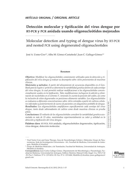 Pdf Molecular Detection And Typing Of Dengue Virus By Rt Pcr And Nested Pcr Using Degenerated