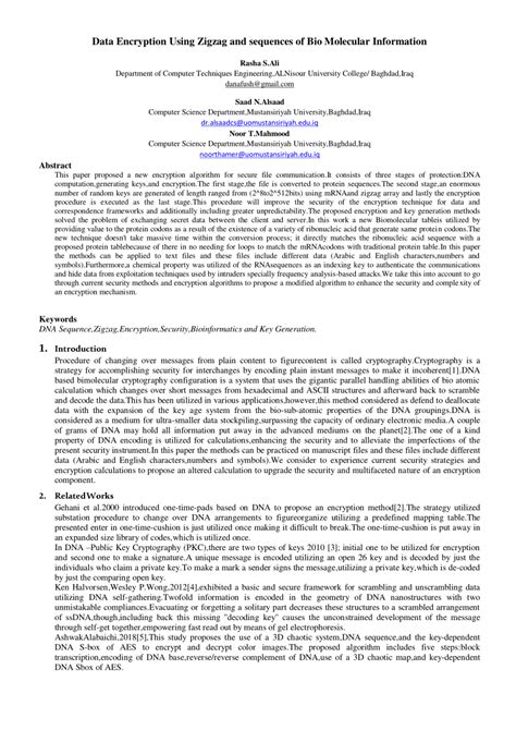 Pdf Data Encryption Using Zigzag And Sequences Of Bio Molecular