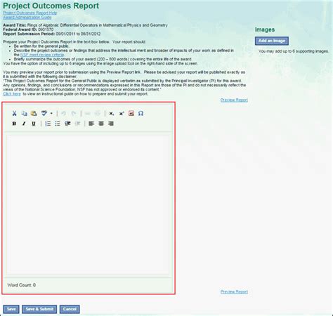 Project Outcomes Report