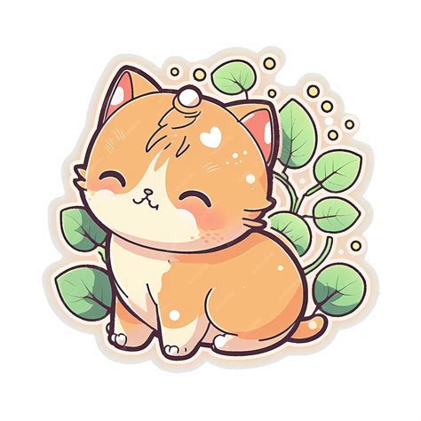 Adorable Et Mignon Chat Kawaii Sticker Design Illustration Photo Premium