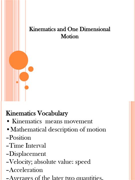 Kinematics 1 D Ch 2 Pdf Velocity Kinematics