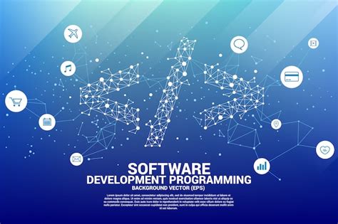 premium vector polygon software programming tag with dot connect line