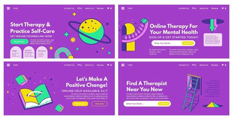 Web Banner Set For Therapist Service Advertising 53466589 Vector Art At