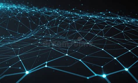 Digital Network Interconnected Lines And Dots Creating Sense Depth And Complexity Stock
