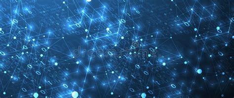 Technology Background With Plexus Effect Big Data Concept Binary Computer Code Stock Vector