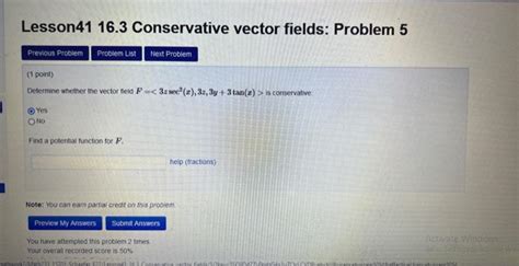 solved lesson4116 3 conservative vector fields problem 6 1