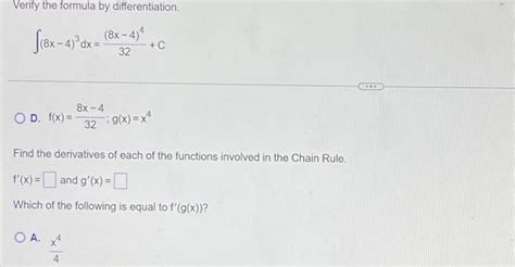 Solved Verify The Formula By Differentiation