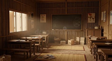 Rustic Bamboo Classroom Interior Stock Illustration Illustration Of